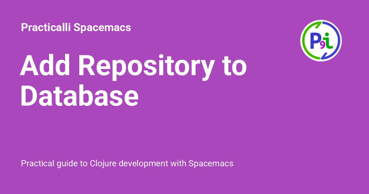 Add Repository to Database - Practicalli Spacemacs